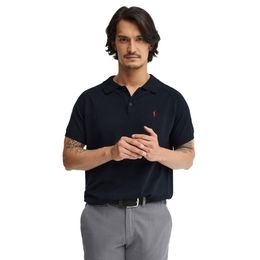 Kurz&auml;rmliger Pullover marineblau mit Polokragen und Rigby Go Logo