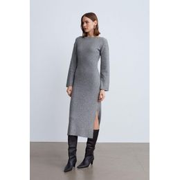 Rippstrick Bodycon Midi Kleid mit Schlitz