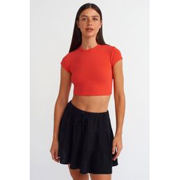 Damen Crop Slim-Fit Rundhalsausschnitt T-Shirt