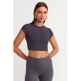 Damen Crop Slim-Fit Rundhalsausschnitt T-Shirt