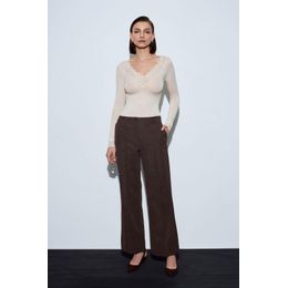 Damen Hochtaillierte Weite Kunstlederhose