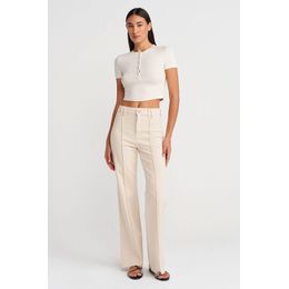 Damen Hochtaillierte Weite Denim-Hose