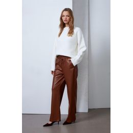 Damen weit geschnittene Kunstlederhose