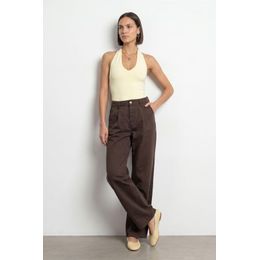 Hosen mit weitem Bein und Falten in Mittlerer Taille