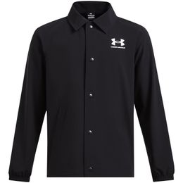 Under Armour - Trainerjacke f&uuml;r Jungen, Front Knopfleiste, gewebter Stoff (Schwarz/Wei&szlig;)