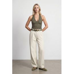 Hochtaillierte, weite, plissierte Hose