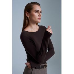 Damen Rippstrick Boot Neck Slim-Fit Pullover