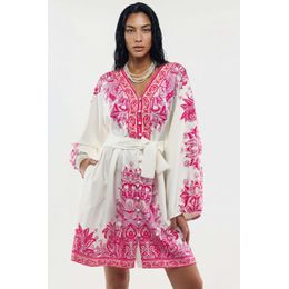 Kleid mit G&uuml;rtel und V-Ausschnitt im Paisleymuster