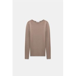 Damen Rippstrick Bootneck Slim-Fit Pullover