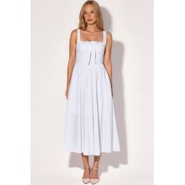 Midi-Kleid mit quadratischem Kragen und Knopfdetails