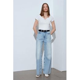 Damen Slim Fit Baumwoll U-Ausschnitt T-Shirt