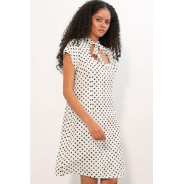 Punkte A-Linien Mini Kleid mit Schleife