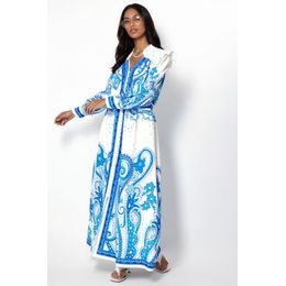 V-Ausschnitt Paisley Maxi-Kleid mit Schlitz