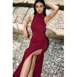 Turtleneck-Maxikleid mit Schlitz
