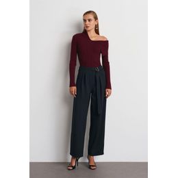 Hoch taillierte weite Crepe-Hosen