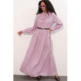 Punktmuster Maxi-Hemd Kleid