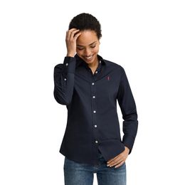 Hemd aus Popeline marineblau im Slim Fit mit Rigby Go Stickerei