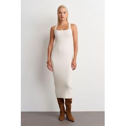 Rippstrick Halter Midi Bodycon Kleid