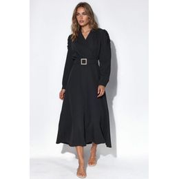 G&uuml;rtel-A-Linie Midi-Kleid