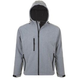 SOLS Mens Replay Hooded Soft Shell Jacket (atmungsaktiv, winddicht und wasserabweisend) (Grey Marl)