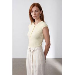 Figurbetontes Baumwoll-Jersey Rundhals-T-Shirt