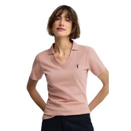 Cotolino-Poloshirt blassrosa mit knopflosem Kragen und Rigby Go Stickerei