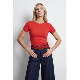 Damen Slim Fit Rundhalsausschnitt T-Shirt