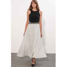 Hochgeschnittene Polka-Dot-Maxi-Rock