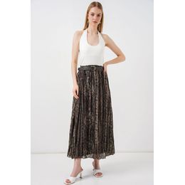 Hochtaillierter Paisley-Midi-A-Linien-Rock