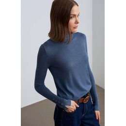 Damen Rollkragen Strickpullover mit Kn&ouml;pfen