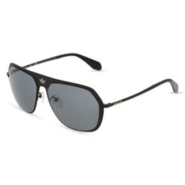 Adidas Originals OR0037 | Unisex-Sonnenbrille | Fassung: Vollrand, Quadratisch, Metall, Schwarz Matt | Glasfarbe: Grau