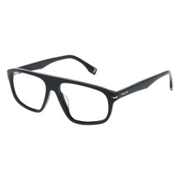 Police POIVPLU65 Brille Unisex | Fassung: Vollrand, Quadratisch, Schwarz Gl&auml;nzend