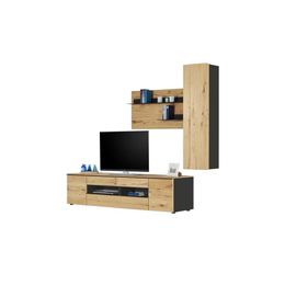 M&ouml;bel Kraft Wohnwand holzfarben Ma&szlig;e (cm): B: 267 H: 195 T: 55.0 &raquo; M&ouml;bel Kraft