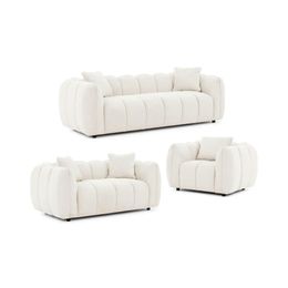 S-STYLE Polstergarnitur 3+2+1 Nubira creme Ma&szlig;e (cm): B: 228 H: 69 Sofas > Sofas nach Material > Stoffsofas &raquo; Sofa DE