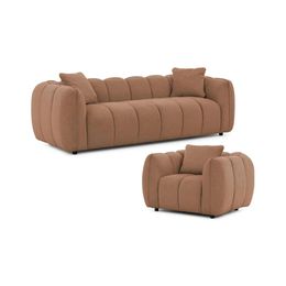 S-STYLE Polstergarnitur 3+1 Nubira rot Ma&szlig;e (cm): B: 228 H: 69 Sofas > Sofas nach Material > Stoffsofas &raquo; Sofa DE
