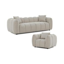 S-STYLE Polstergarnitur 3+1 Nubira braun Ma&szlig;e (cm): B: 228 H: 69 Sofas > Sofas nach Material > Stoffsofas &raquo; Sofa DE