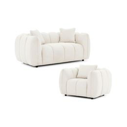S-STYLE Polstergarnitur 2+1 Nubira creme Ma&szlig;e (cm): B: 172 H: 69 Sofas > Sofas nach Material > Stoffsofas &raquo; Sofa DE