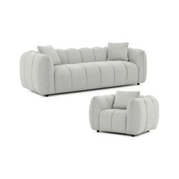 S-STYLE Polstergarnitur 3+1 Nubira grau Ma&szlig;e (cm): B: 228 H: 69 Sofas > Sofas nach Material > Stoffsofas &raquo; Sofa DE