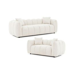 S-STYLE Polstergarnitur 3+2 Nubira creme Ma&szlig;e (cm): B: 228 H: 69 Sofas > Sofas nach Material > Stoffsofas &raquo; Sofa DE