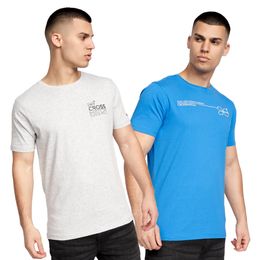 CrossHatch - "Pentan" T-Shirt f&uuml;r Herren (2er-Pack) (Blau/Grau)