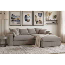 Ecksofa OTTO HOME, B:268cm T:198cmtaupe, 100% Polyester, Wohnzimmer, Sofas, "Cosy Lounge L-Form, Breite 268 cm", Mega-Sofa mit Cordstoff bezogen, mit