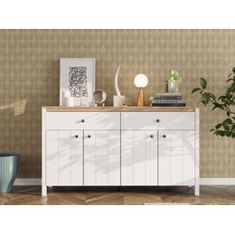 Sideboard Home Affaire, B:162,5cm H:92cm T:40cmopaque wei&szlig;, MDF, Metall, Spanplatte, Wohnzimmer, Sideboards, "BEDFORD Kommode, Kombikommode,