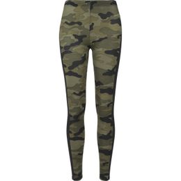 Urban Classics Damen Leggings "Urban Classics Damen Ladies Camo Stripe Leggings"woodcamo, schwarz, Gr. M, 91% Polyester, 9% Elasthan, Hosen
