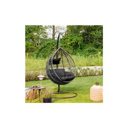 Home Deluxe Polyrattan H&auml;ngesessel mit Gestell CIELO - Schwarz