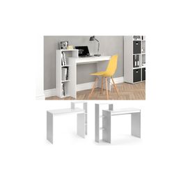 VICCO Schreibtisch B&uuml;rotisch Arbeitstisch Leo Wei&szlig; Ablage Regaltisch Tischregal