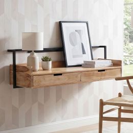 FineBuy Wandschreibtisch 120cm Massivholz Stauraum Schreibtisch f&uuml;r die Wand Schwebend