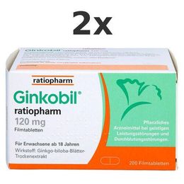 2x GINKOBIL-ratiopharm 120 mg Filmtabletten 200 St