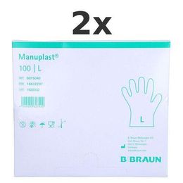 B.Braun 2x Manuplast Einmal Handschuhe Pe Gr.L Set 100 St