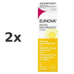 STADA 2x Eunova DuoProtect D3+K2 1000 I.E./50 ?g Tropfen Set 11,5 ml