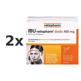 2x IBU-ratiopharm direkt 400 mg Pulver zum Einnehmen Set 20 St